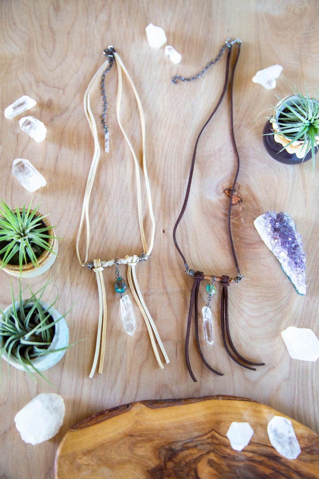 Large Earthy Festival Style Gemstone Necklace / Tribal Style / Quartz ...