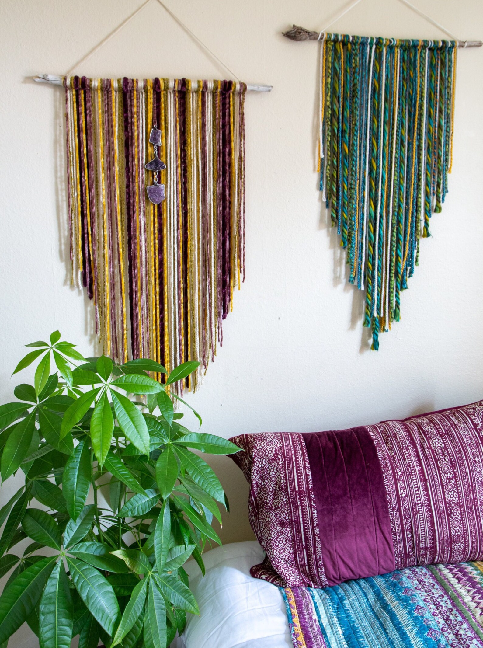 Wall Hanging / Fiber Wall Decor / Amethyst Wall Decor / Multi Color ...