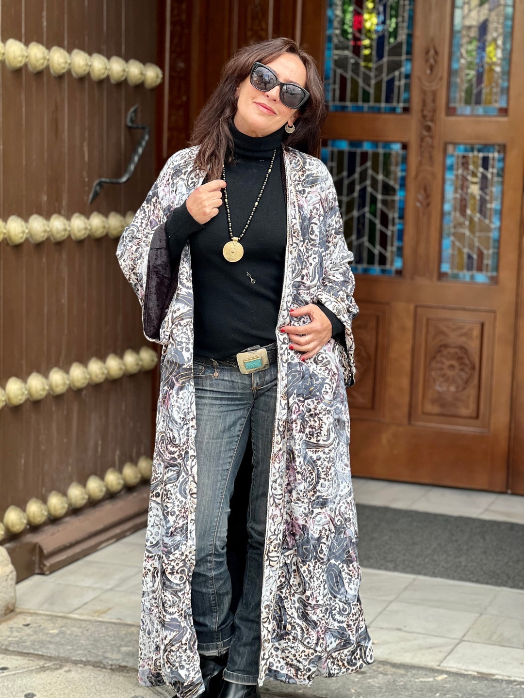 Reversible Silk Velvet Kimono/velvet/ Beautiful Kimono/ Boho/ Kimono/ Silk Kimono/ Reversible ...