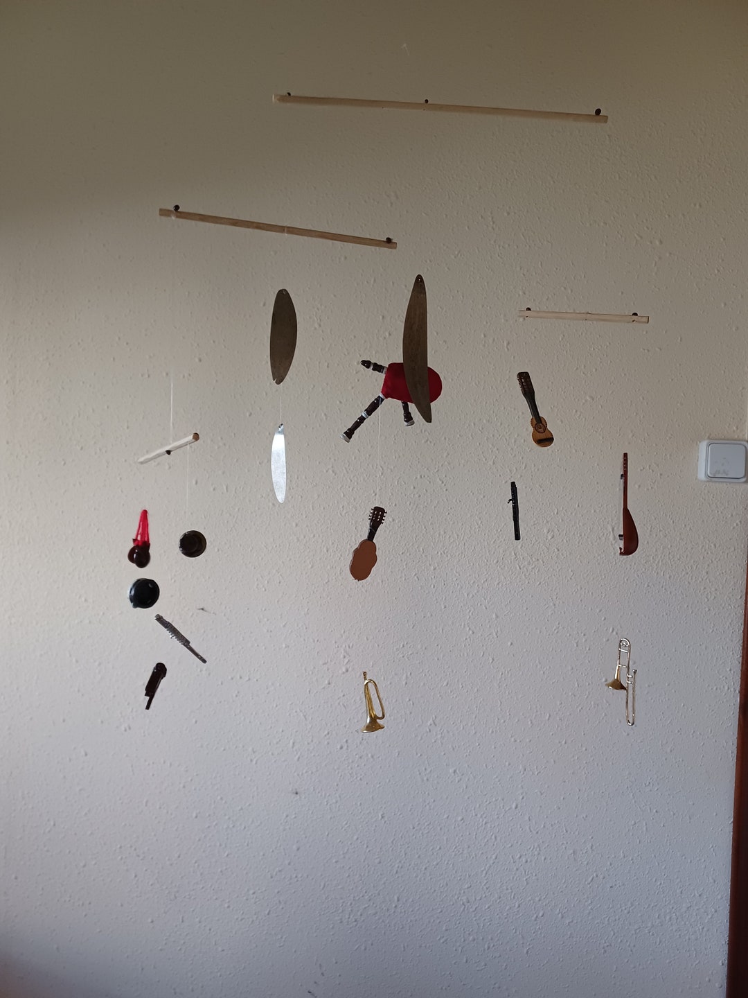 Kinetic Mobile of Musical Instruments and Stretched Coins, Handmade ...