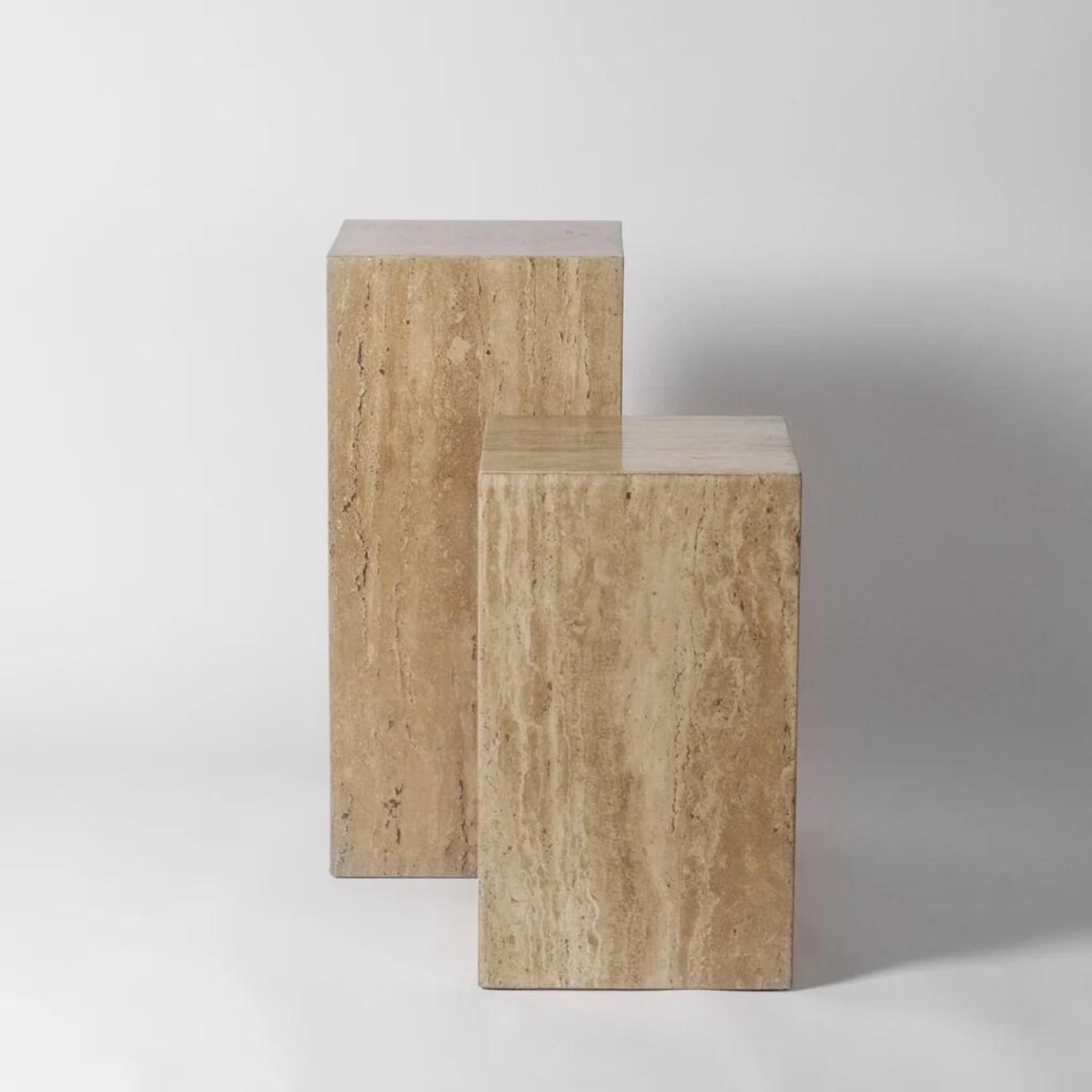 Travertine Side Table | Natural Stone Accent Table | Minimalist Modern ...
