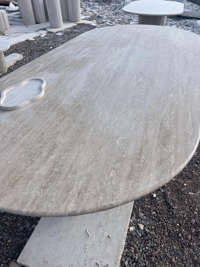 Travertine Coffee Table | Round Stone Center Table | Minimalist Modern ...