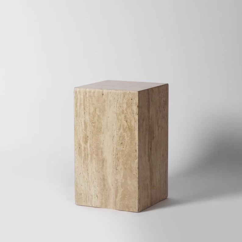 Travertine Side Table | Natural Stone Accent Table | Minimalist Modern ...