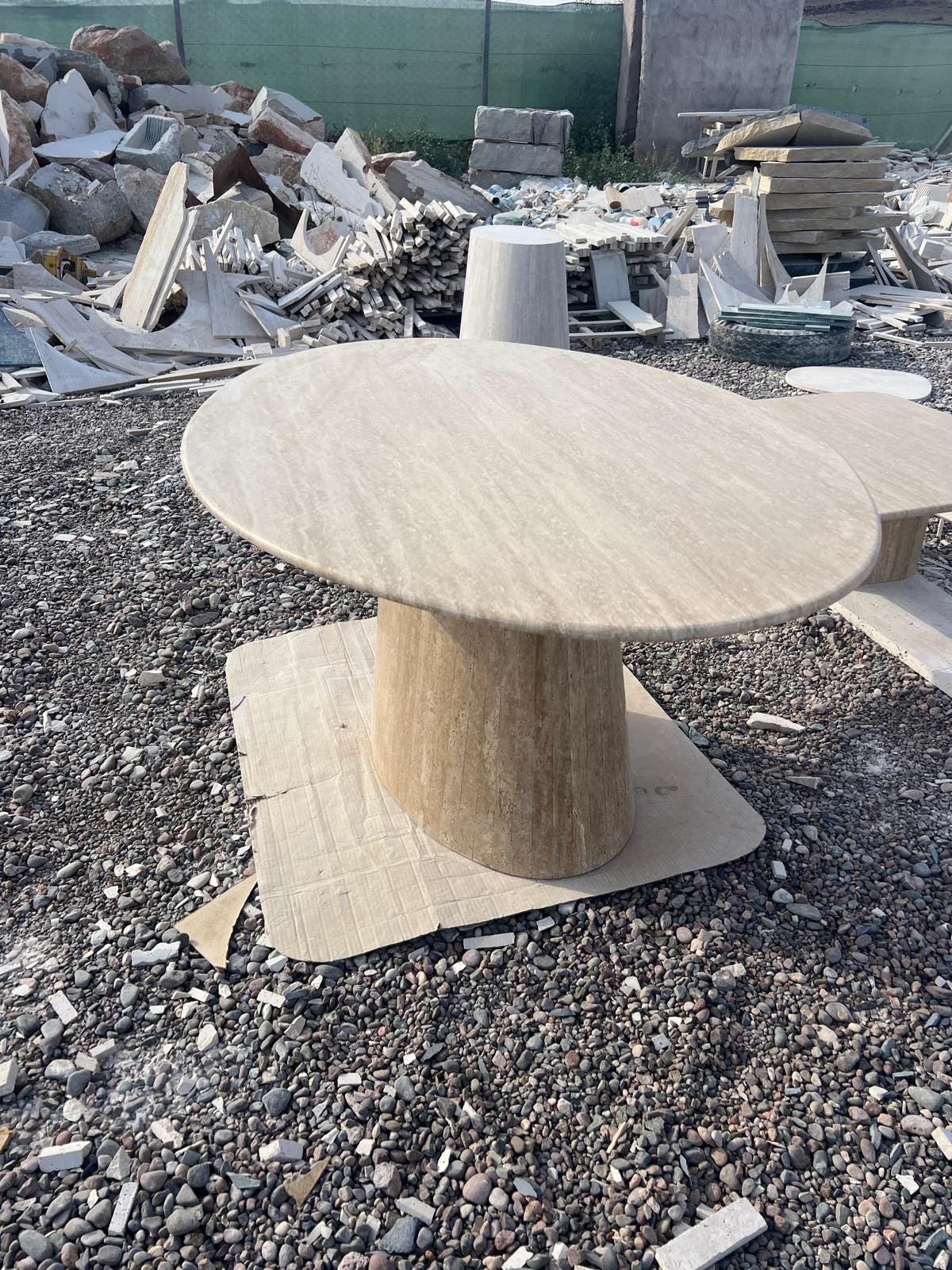 Travertine Coffee Table | Round Stone Center Table | Minimalist Modern ...
