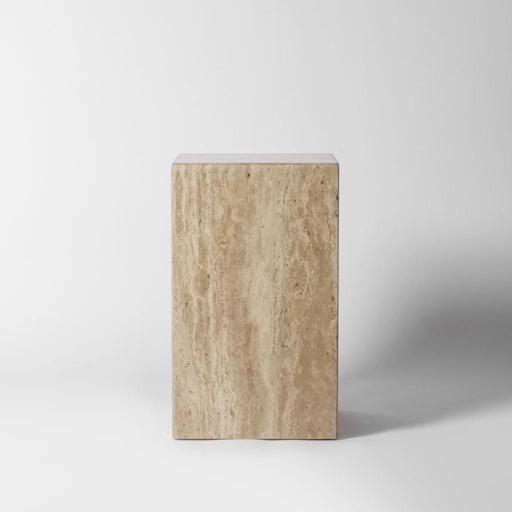 Travertine Side Table | Natural Stone Accent Table | Minimalist Modern ...