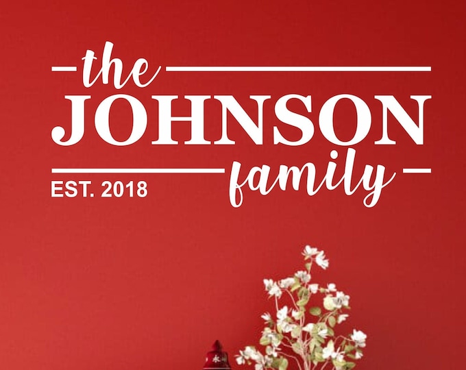 Family Name Decal, Custom Wall Decal, Family Established Wall Decor ...