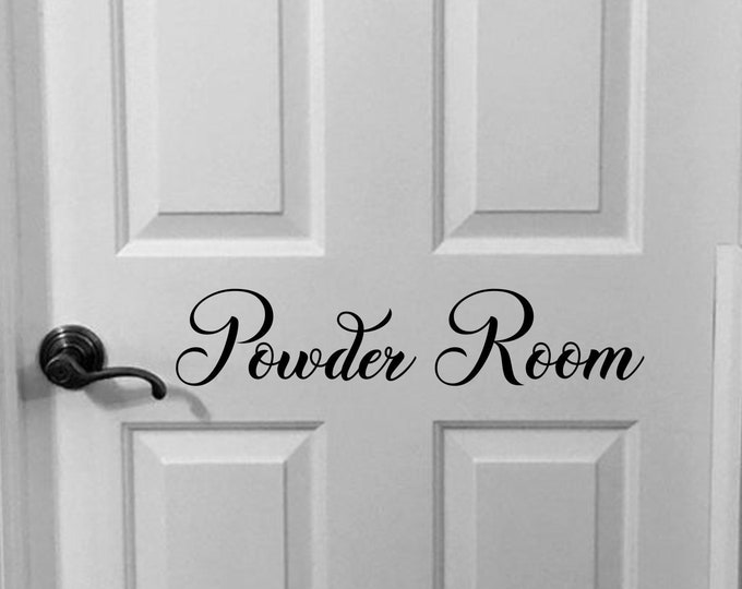 Powder Room Vinyl Decal Door, Decal for Powder Room, Home Decor Rustic ...