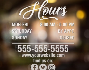 Store Hours Sign Window Decal Sticker - Etsy