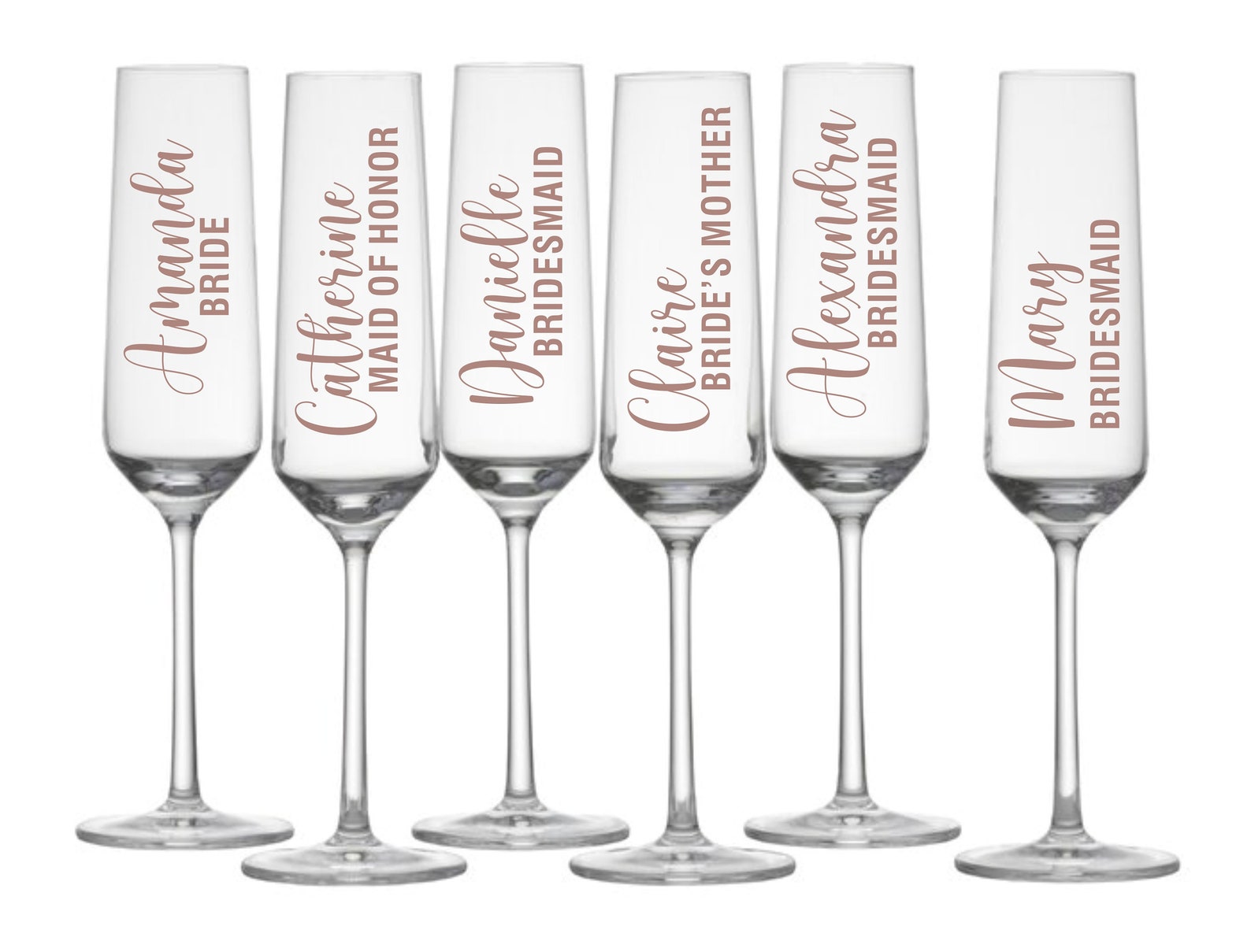 Vinyl Champagne Flutes, Bridal Party Bridesmaid Decal for Glasses or ...
