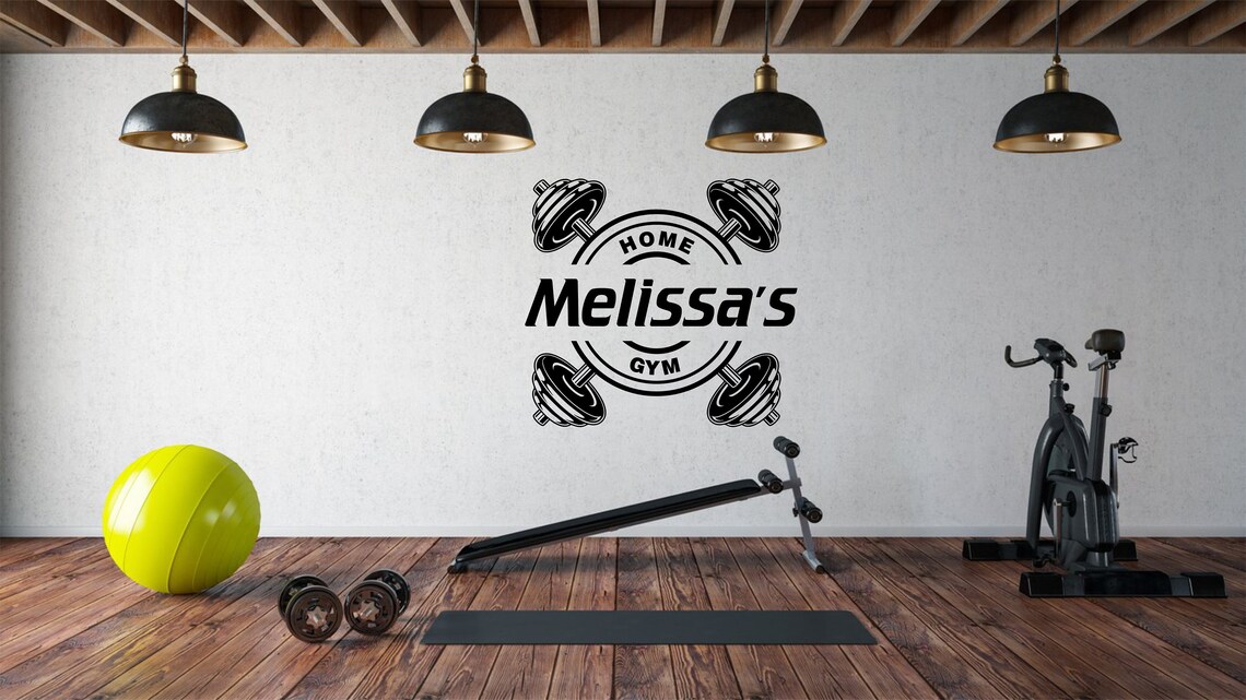 Personalized Home Gym Fitness Wall Decal, Custom Exercise Room Decor ...