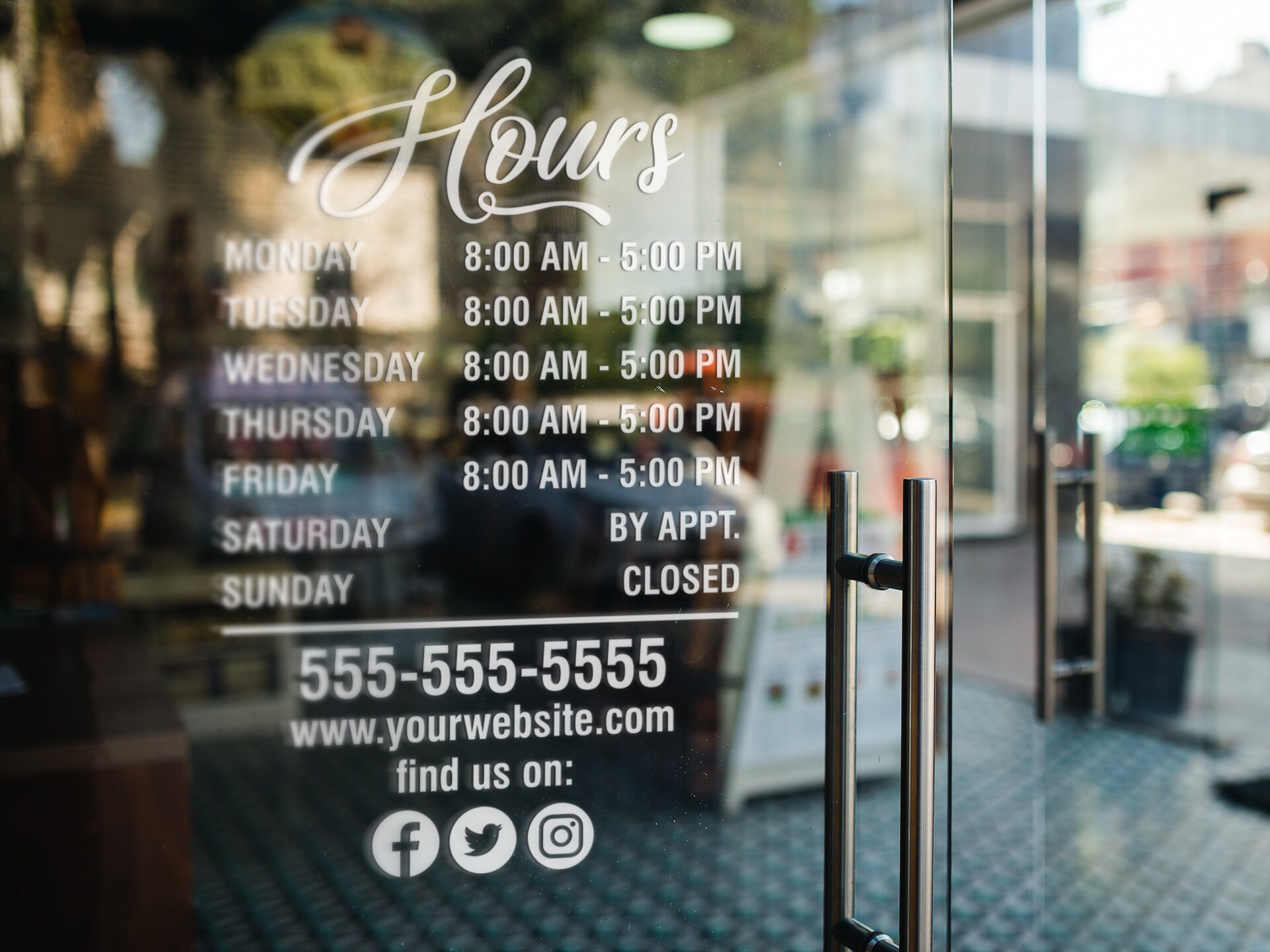 Store Hours Vinyl Decal, Business Hours Decal for Storefront ...
