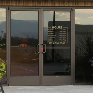 Personalized Store Hours Window Decal, Hours of Operation Sticker ...