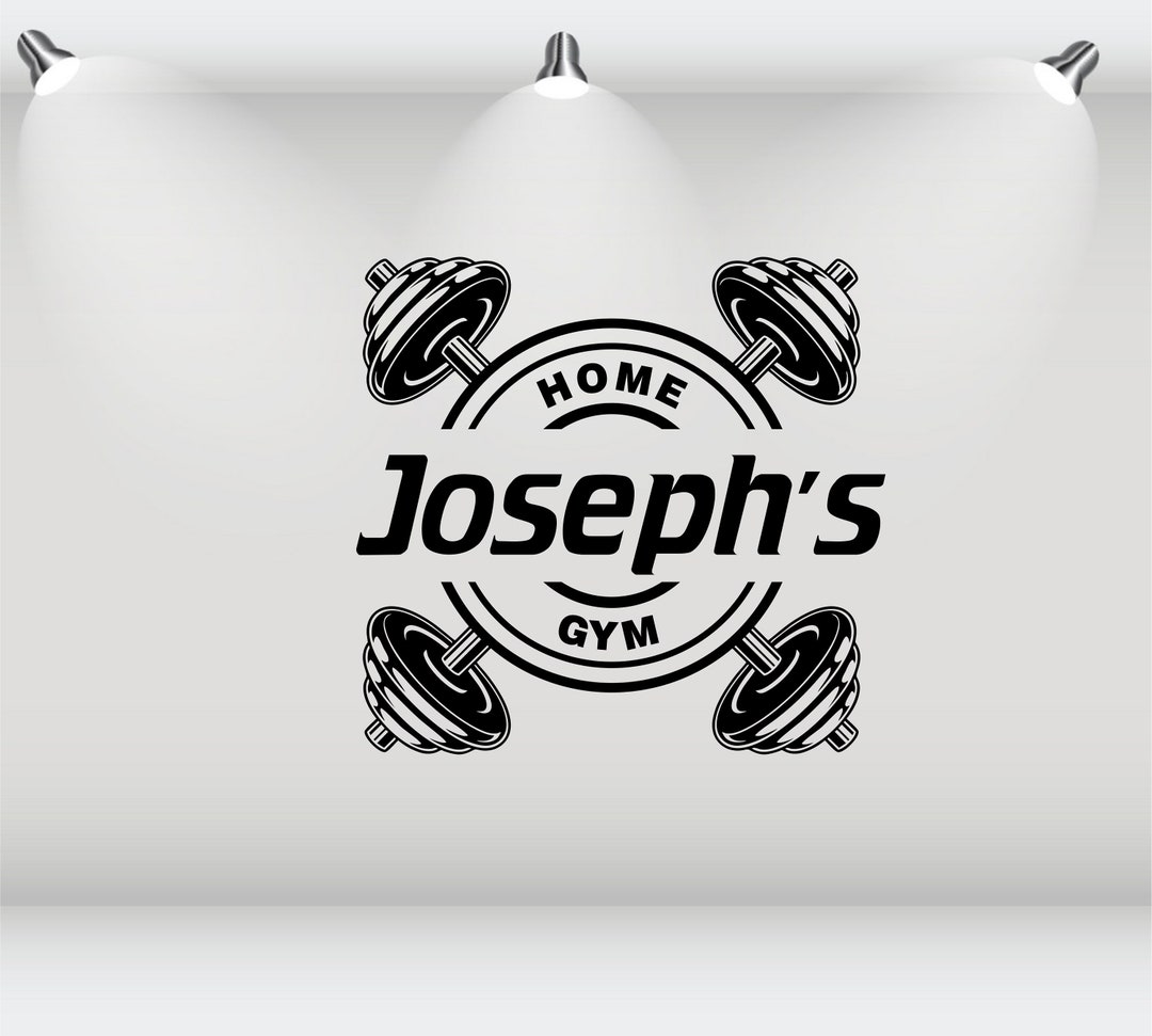 Personalized Home Gym Fitness Wall Decal, Custom Exercise Room Decor ...