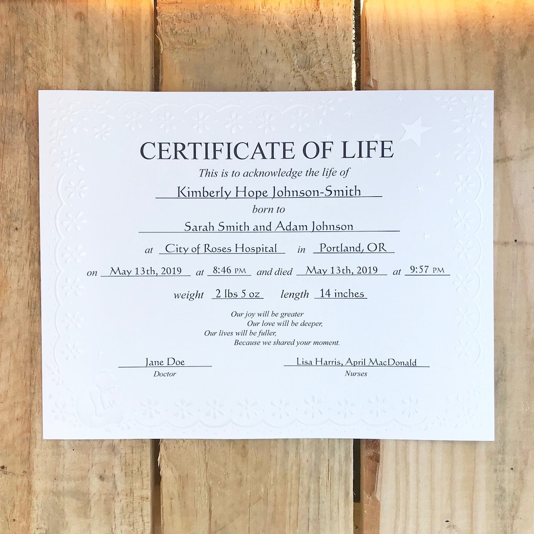Certificate of Life, Neonatal Death, Remembering Your Baby, Infant Loss ...
