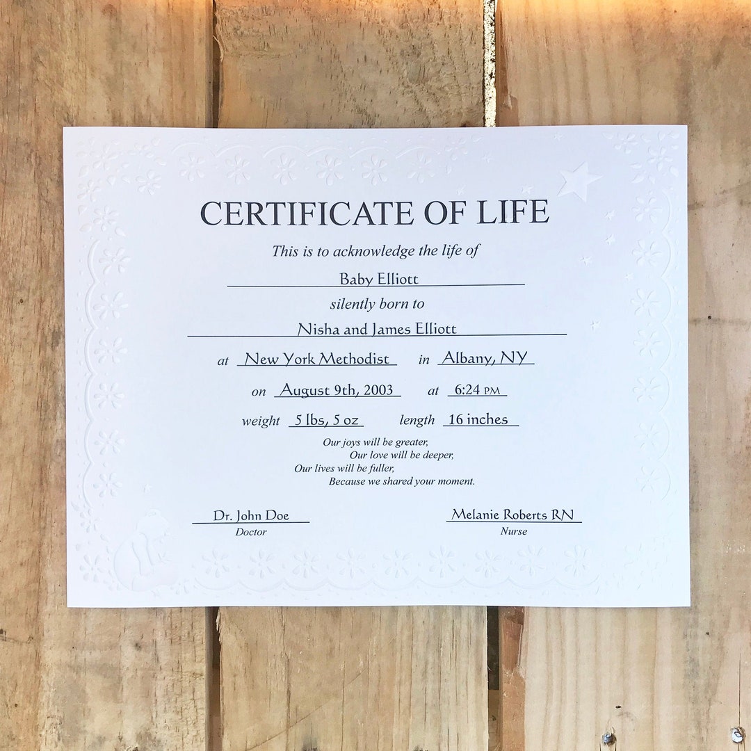 Certificate of Life, Stillborn, Remembering Your Baby, Infant Loss ...