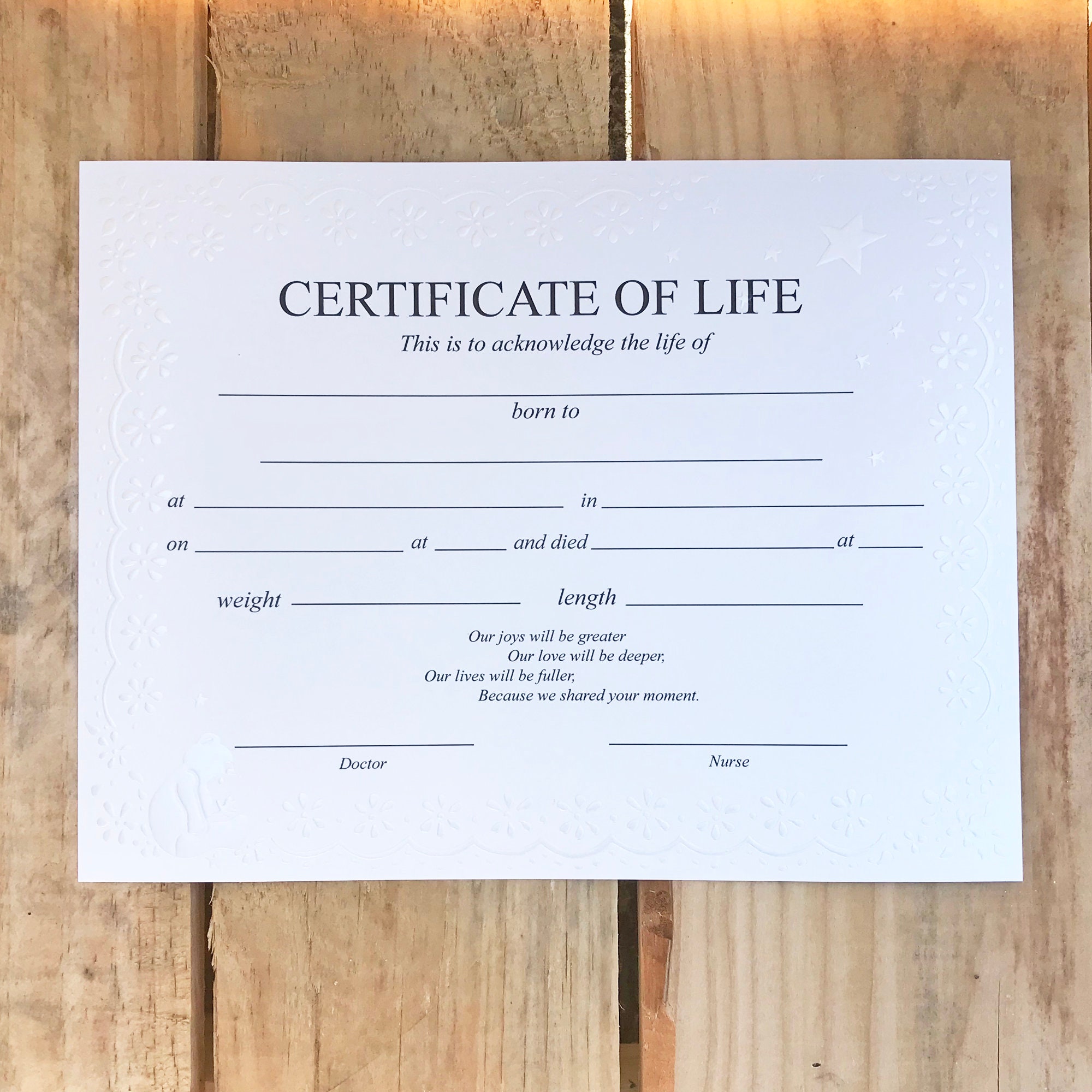 Certificate of Life, Neonatal Death, Remembering Your Baby, Infant Loss ...