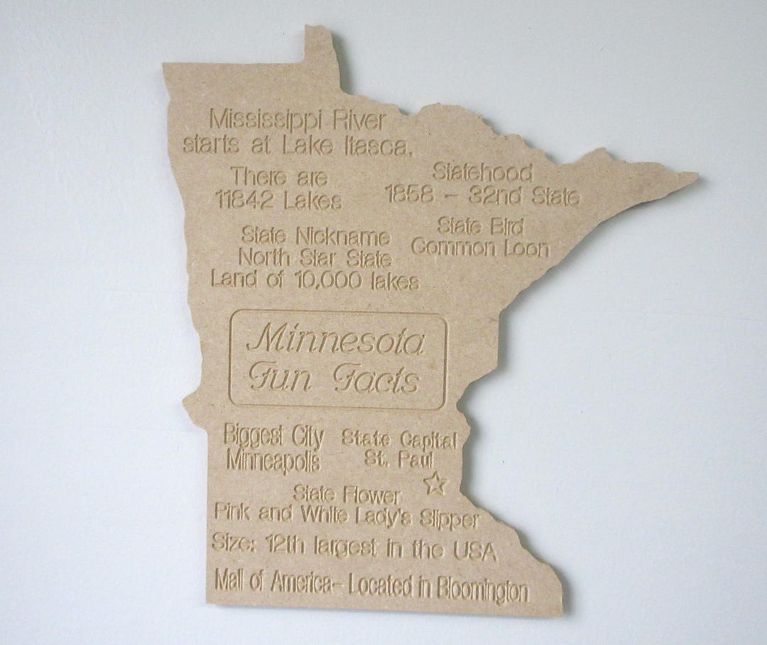 Minnesota State Facts - 1/4" MDF Cutout - Engraved - Etsy