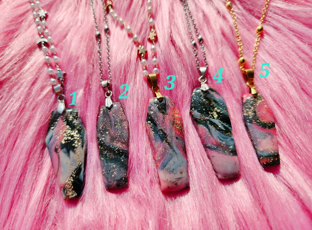 Galaxy Coffin Necklace Polymer Clay Coffin Gothic Pendant Coffin ...