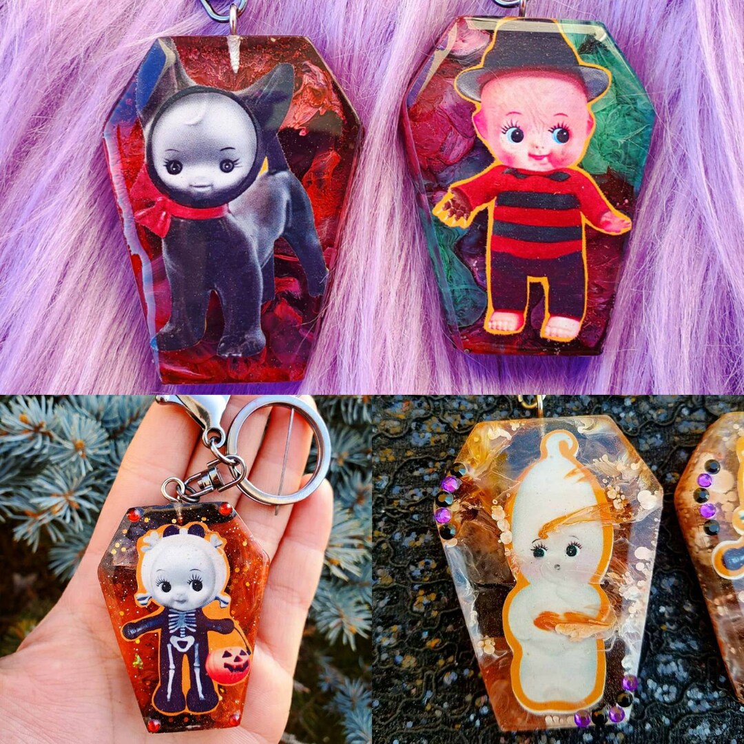 Halloween Kewpie Cuties Coffin Keychains Vintage Kitsch Halloween ...
