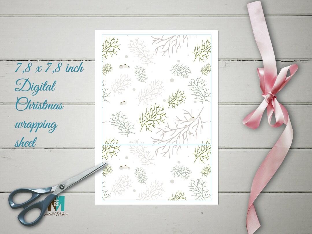 Christmas Mistletoe Pattern, Digital Sheet, 9x9" Inch, Festive Pastel ...