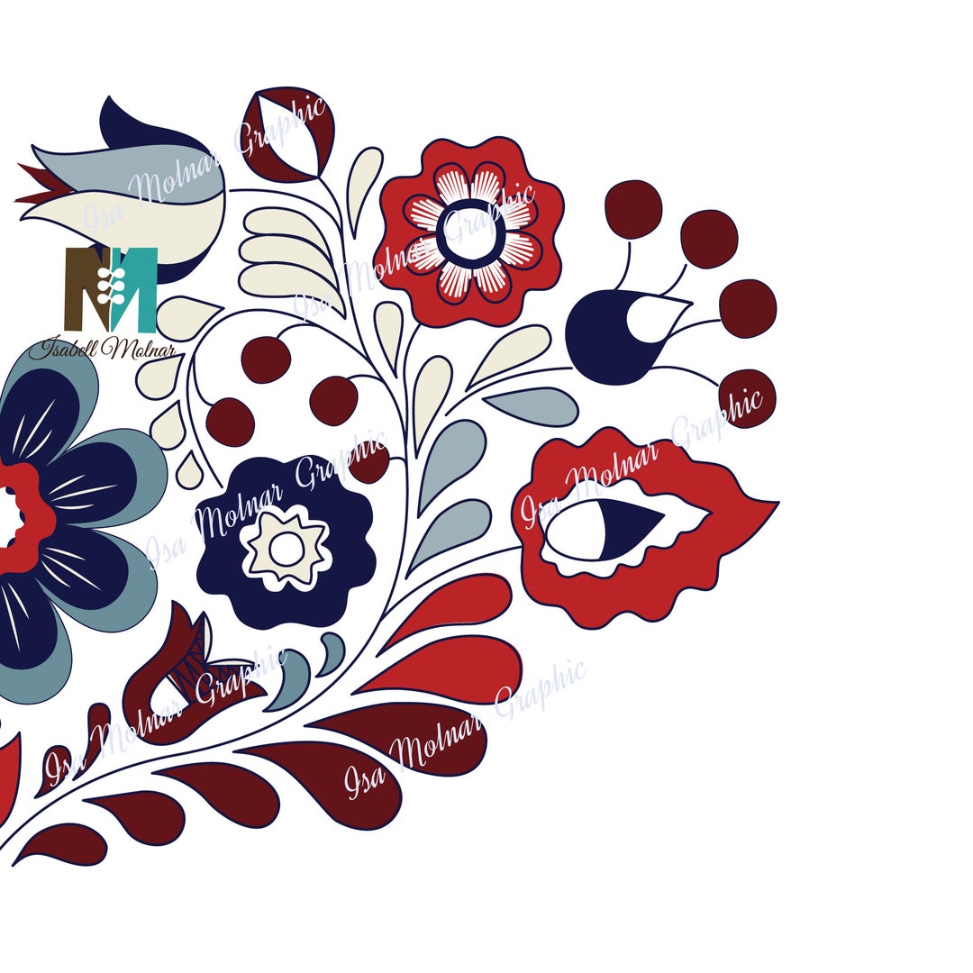 Original Hungarian Folk Art Bundle, Traditional Design, Simple Vector ...