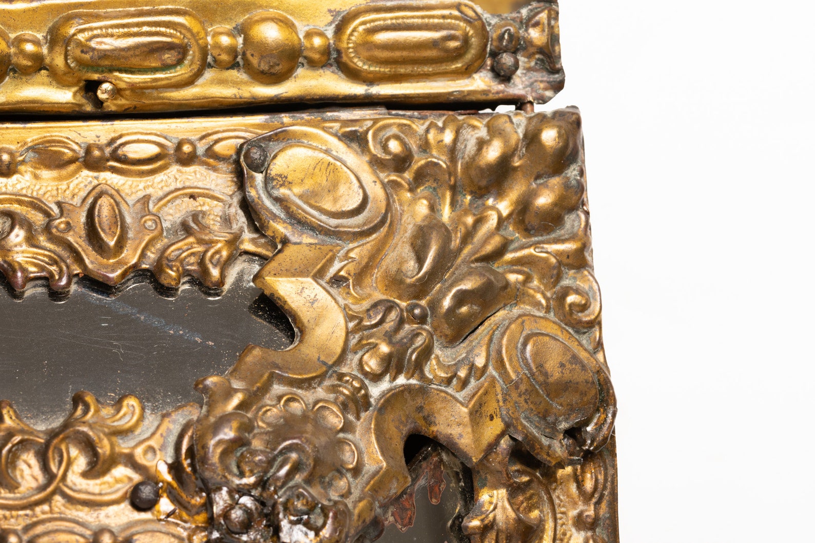 Antique 19th Century French Brass Repousse Mirror - Etsy