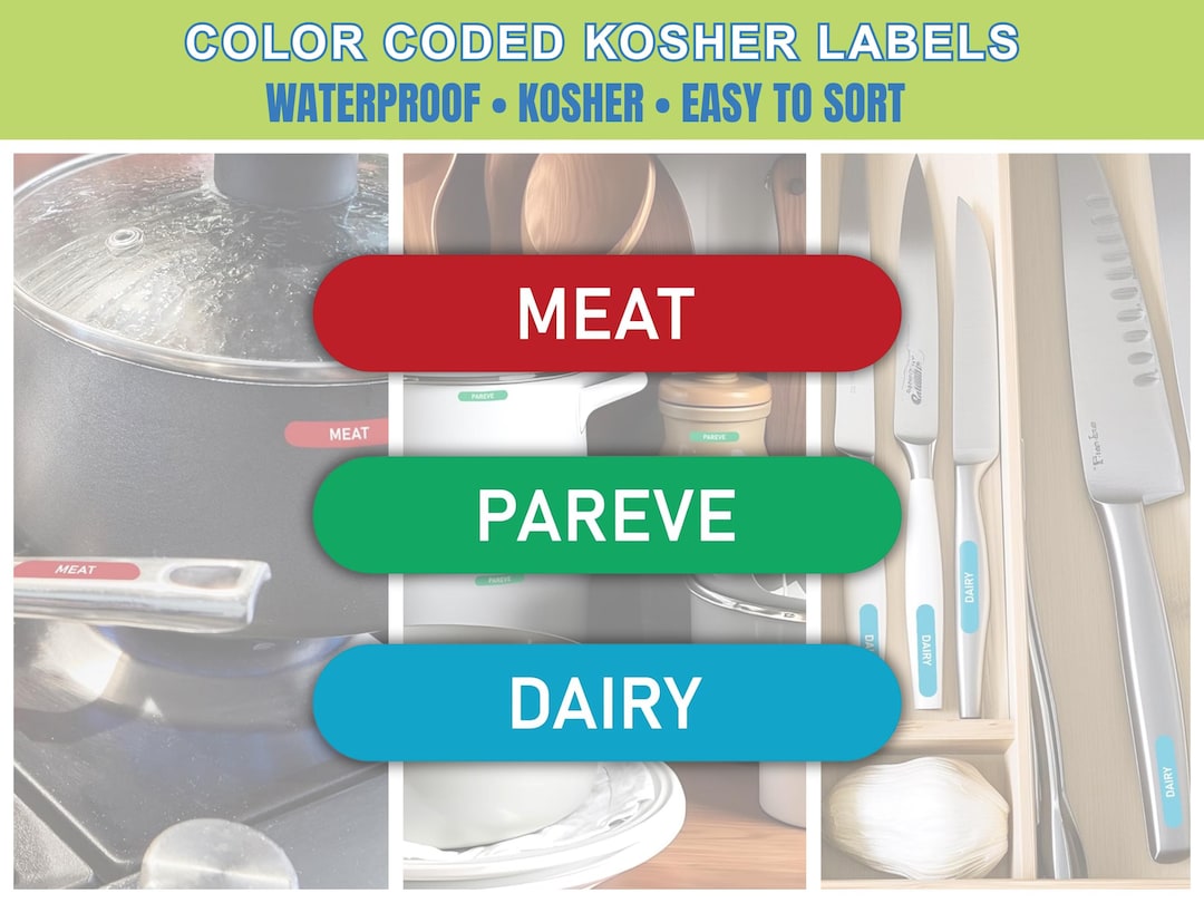 Color Coded Kosher Food Label Stickers – Meat, Dairy, and Pareve for ...
