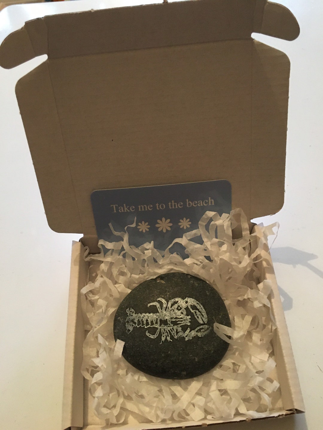 Letterbox Gift: Beach Box Lobster Stone Paperweight for - Etsy