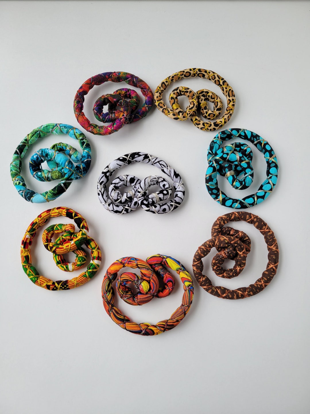 Spiral Loc - Braid Tie - Dreadlock Hair Tie Printed Fabric, Metallic ...