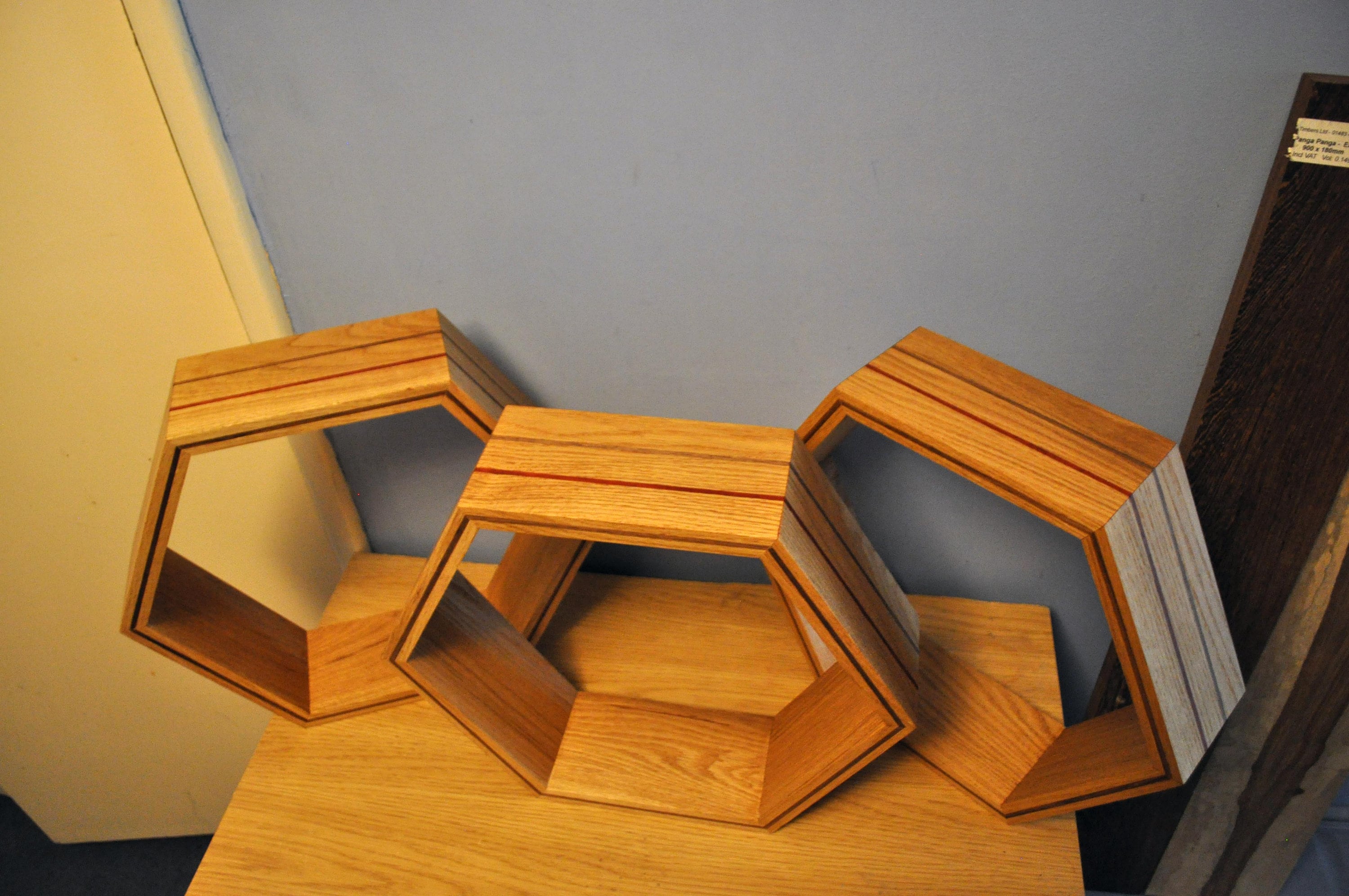 Hexagonal Floating Shelves, Hexagon Made From Solid Oak With Walnut and ...