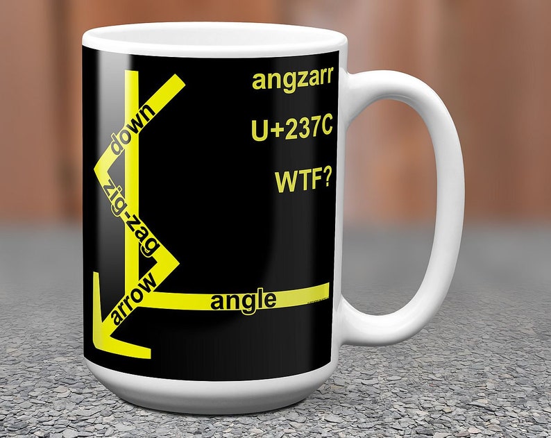 Angzarr Taza de café con símbolo de flecha en zigzag hacia abajo 237C ...
