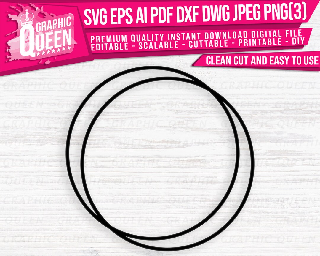 Circle Double Frame SVG Circle Outline Vector File Round - Etsy