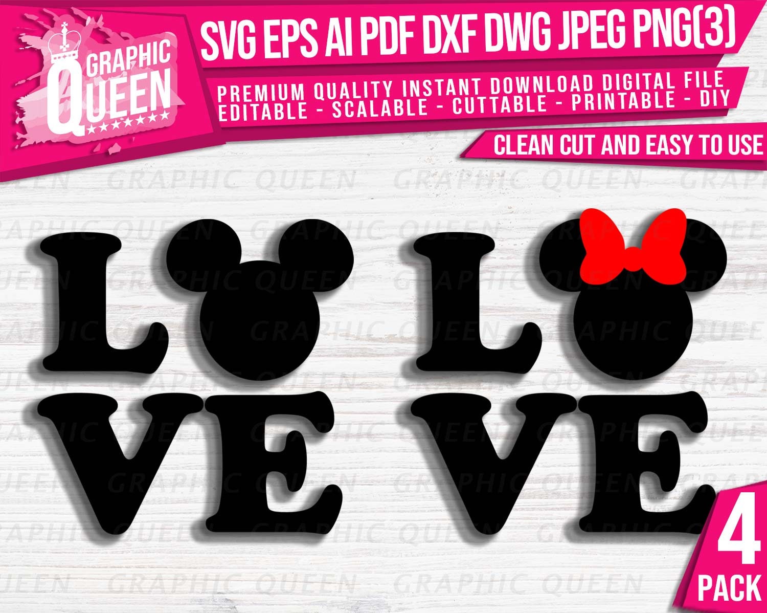 Disney Love svg Mickey and Minnie Love Digital Printable Cut | Etsy