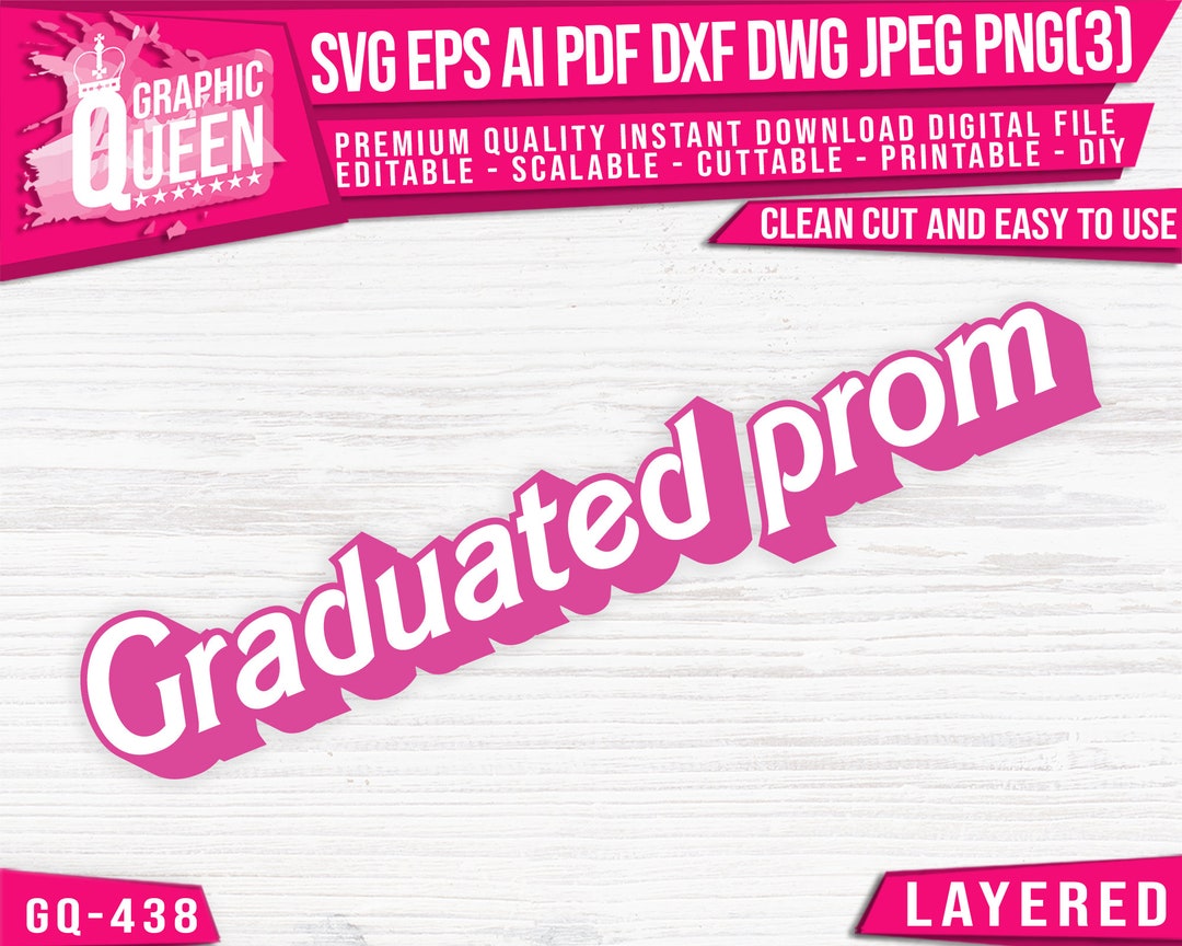 Graduated Prom Wording SVG Grad Pink Prom Clipart Girl Doll - Etsy
