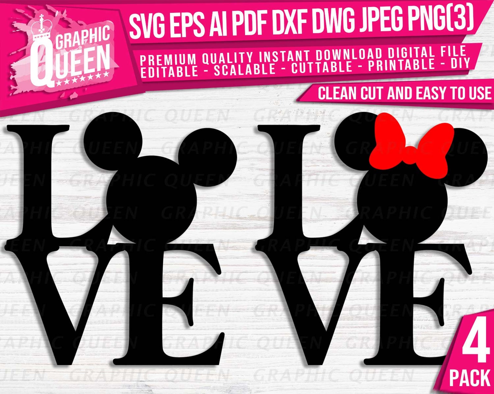 Disney Love Svg Mickey and Minnie Love Digital Printable Cut - Etsy