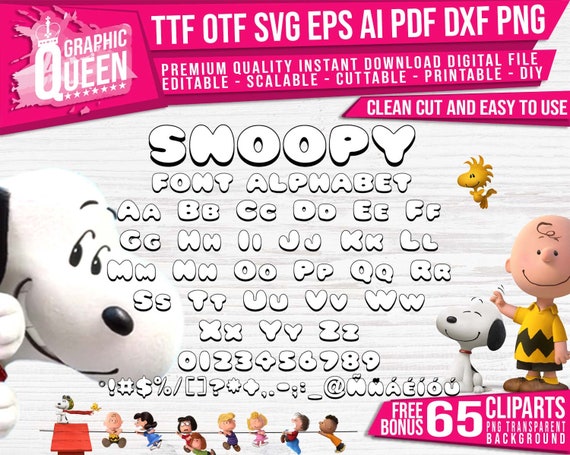 Snoopy Font TTF OTF Snoopy Letter Snoopy Number Snoopy SVG | Etsy