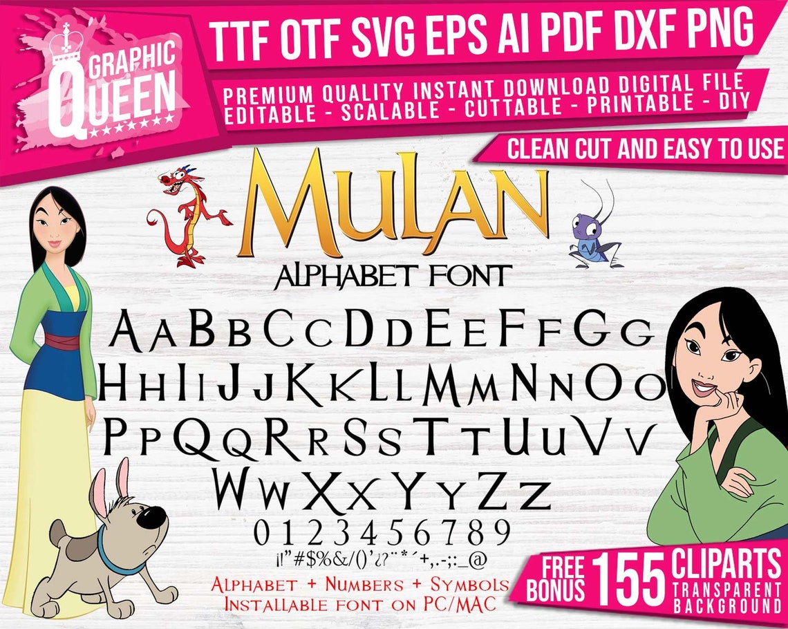 Mulan Font Mulan Letters Svg Mulan Alphabet Svg Disney - Etsy
