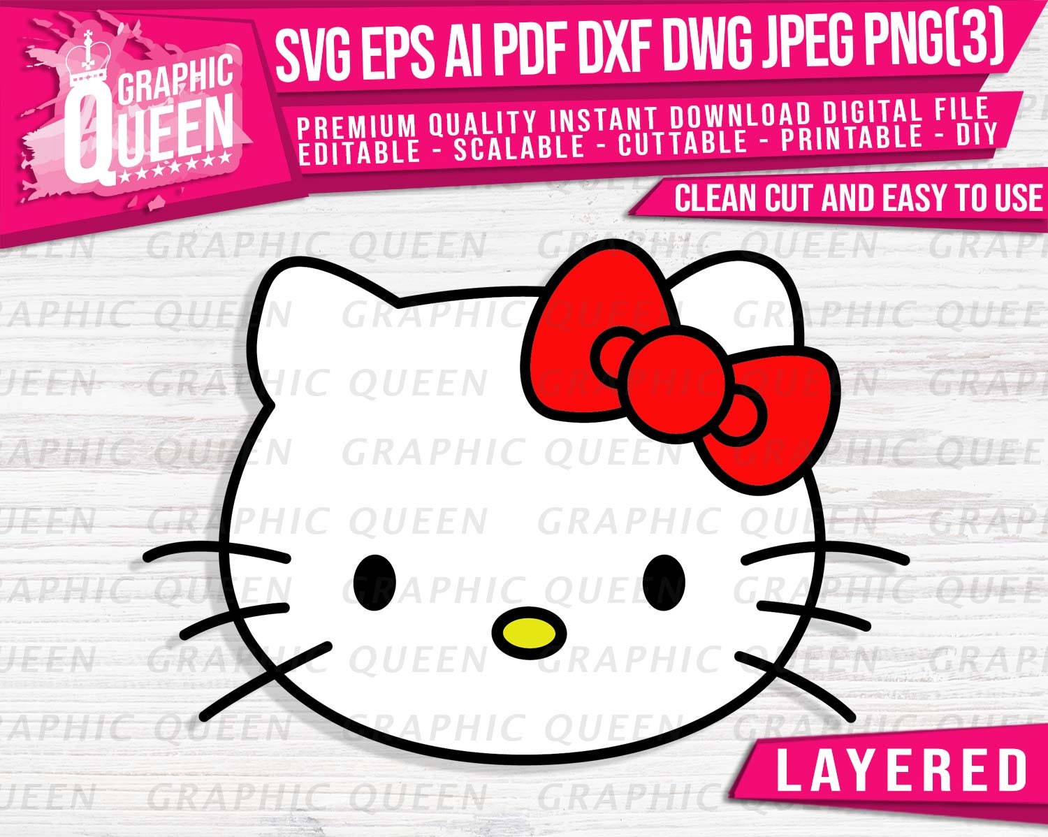 Hello Kitty svg Hello Kitty Vector Cut Files Hello Kitty | Etsy