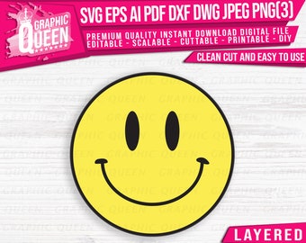 Layered Smiley Face Svg - Etsy