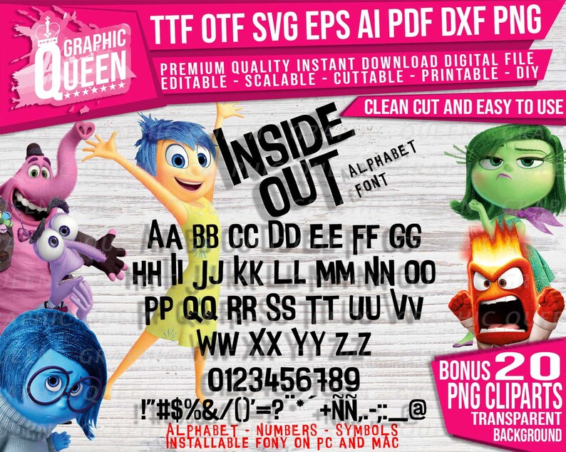 Inside Out Font and Numbers Inside Out Alphabet Ttf and Otf | Etsy UK