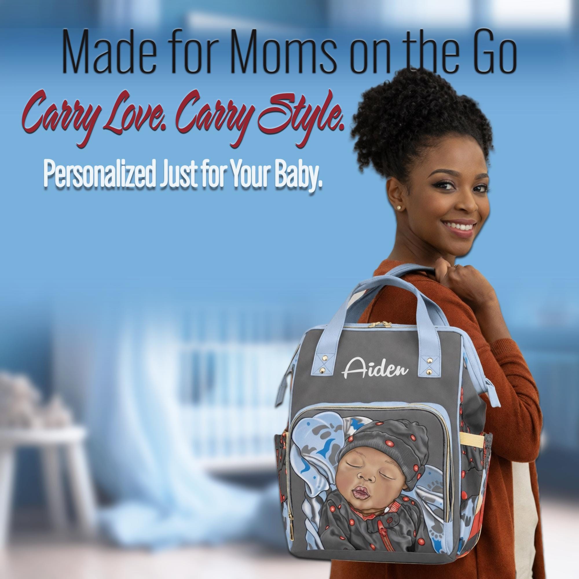 African American Baby Boy Diaper Bag, Personalized Name Backpack ...