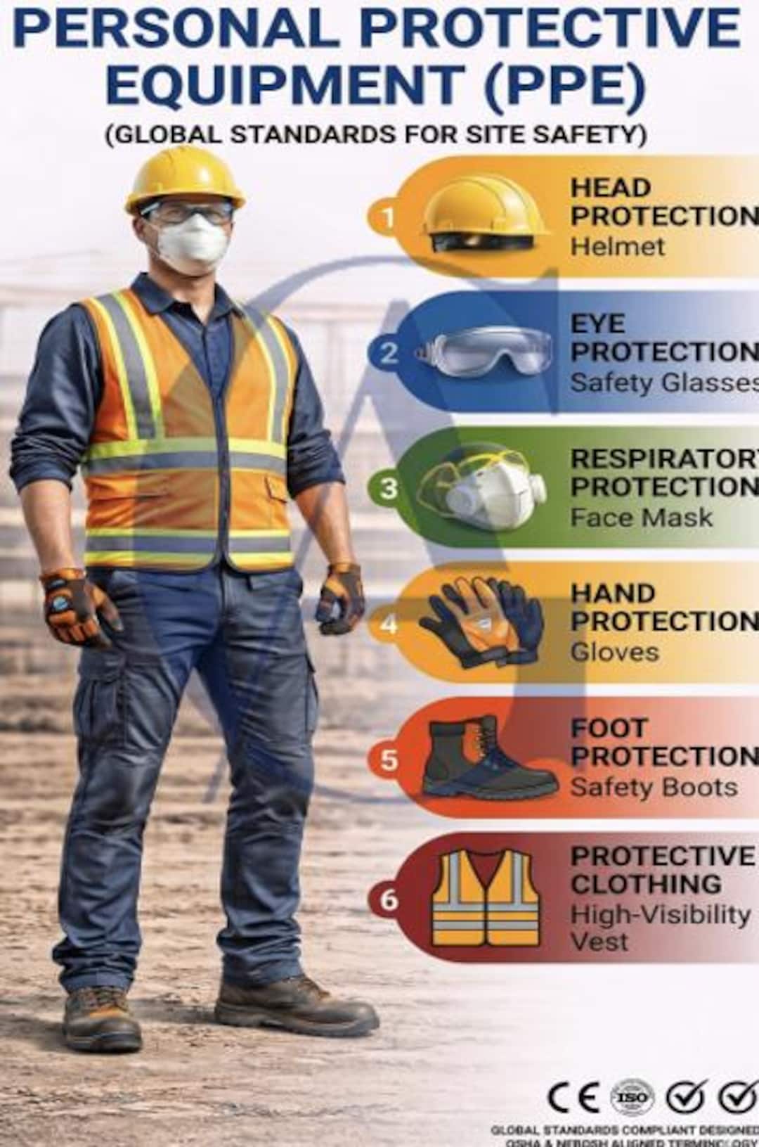 PPE Safety Poster Personal Protective Equipment Guide | Construction ...