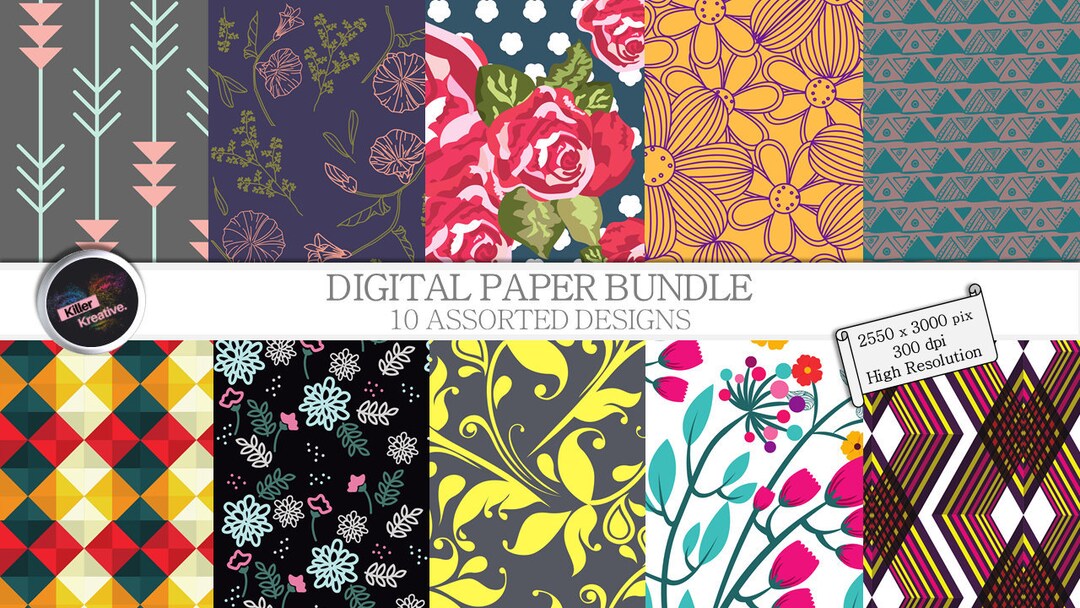 Digital Paper Pack, Digital Download for Scrapbook, Invitations, Paper ...