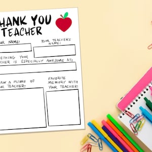 Teacher Appreciation Fill-in Thank You Letter Printable (PDF) - Etsy
