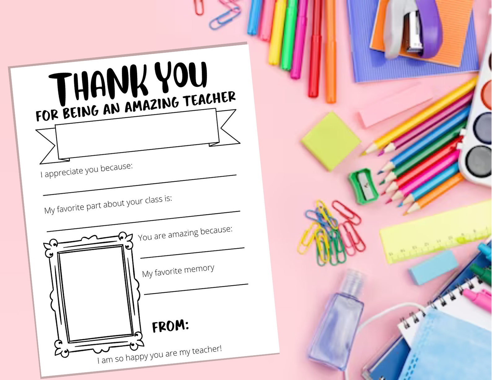 Teacher Appreciation Printable Letter: Fill-in Thank You Note (PDF) - Etsy