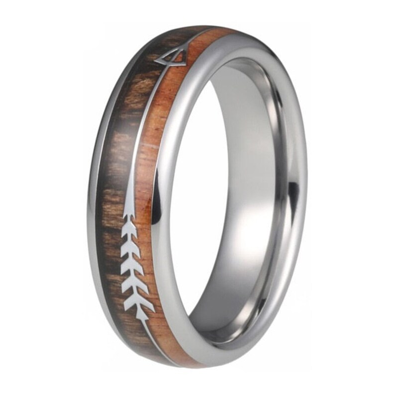 Tungsten Ring With Koa Wood and Arrow Inlay Men Women Couple - Etsy