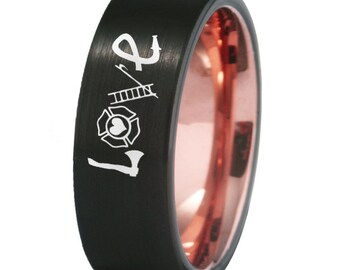 Firefighter Wedding Ring - Etsy