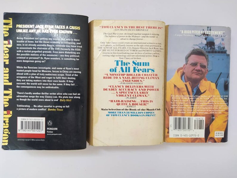 Lot of 3 Bestsellers Books by Tom Clancy/ Patriot Games, the Sum of All ...