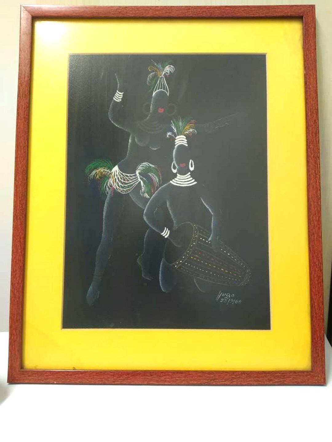 African People Kongo's Tribe/ Art Painting Gouache on Craft Natural ...