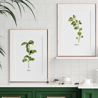 Herbs Print Set of 4, Watercolor Painting, Kitchen Wall Art, Sage, Tarragon, Rosemary, Parsley ...